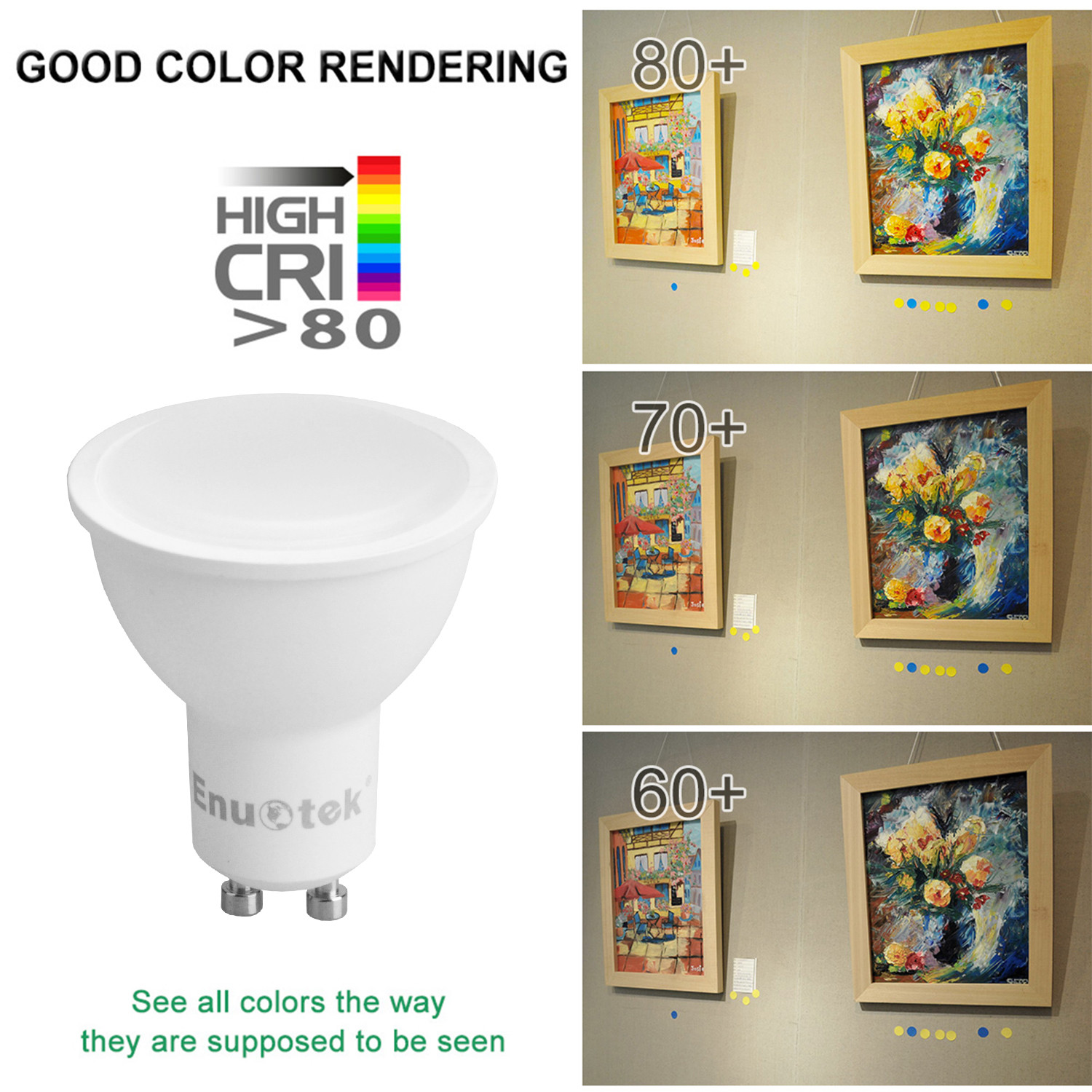 Gu10 Led Dimmable Spotlights Led Spot Light Bulbs 7w 650lm 120° Wide