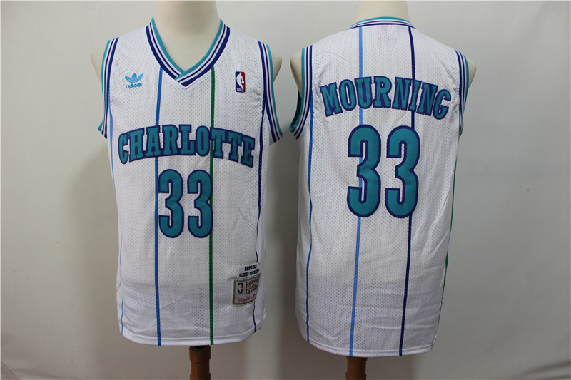 US$ 20.00 - NBA Charlotte Hornets 33 Alonzo Mourning White 1992-93 ...