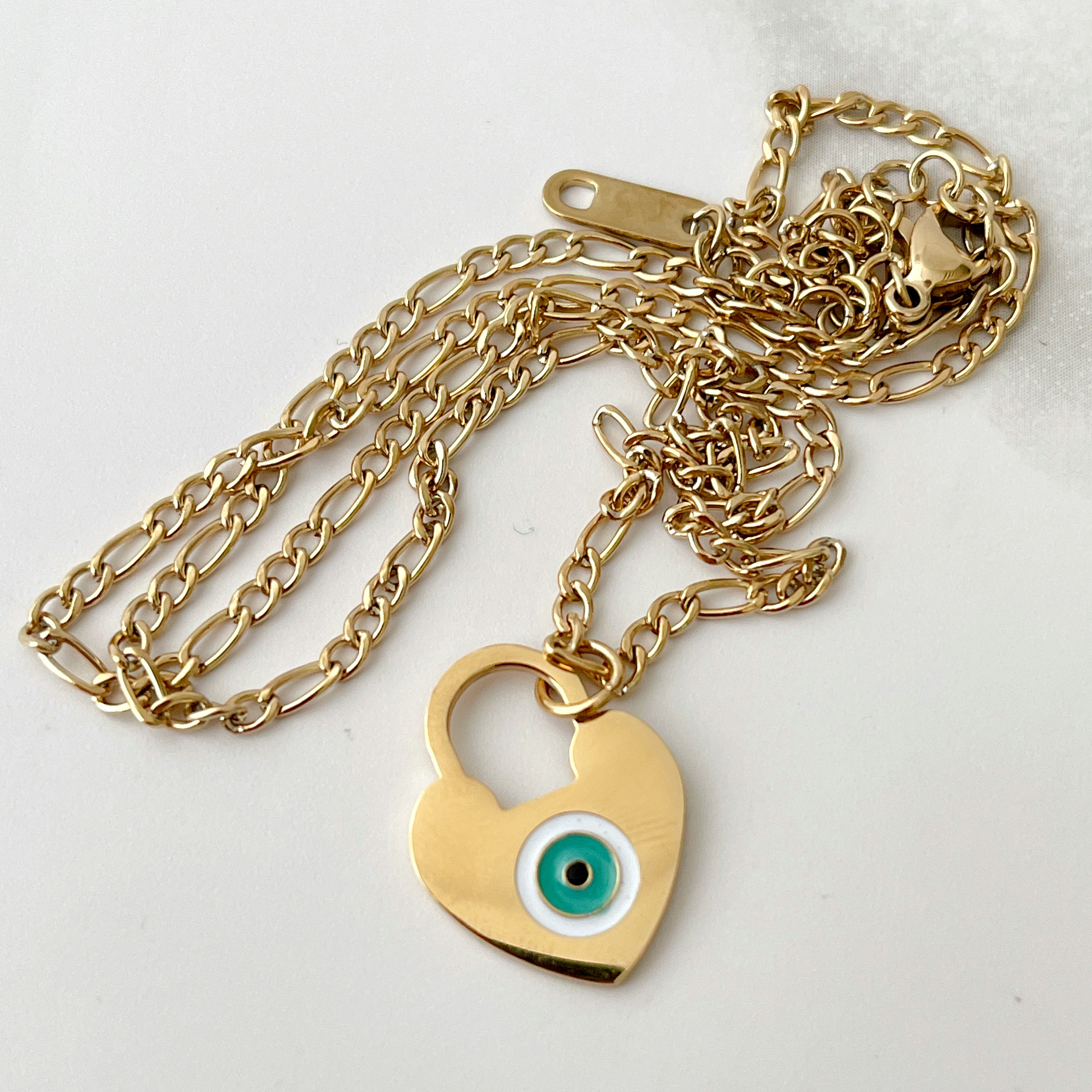 US$ 2.50 - Stainless Steel Locker Eye Necklace - www.charmself.com