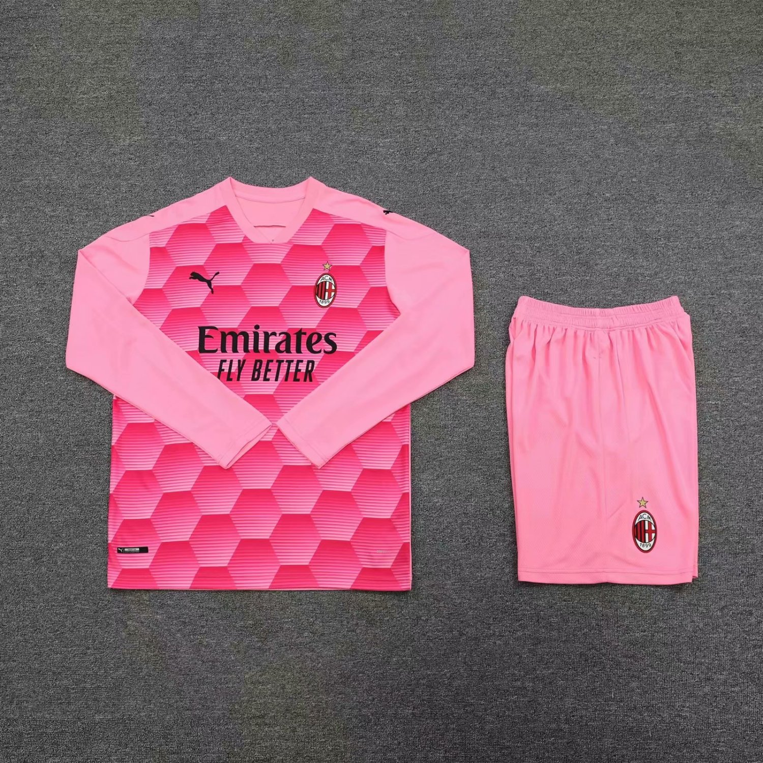 20/21 New Adult Milan pink club long sleeves soccer kits football uniforms