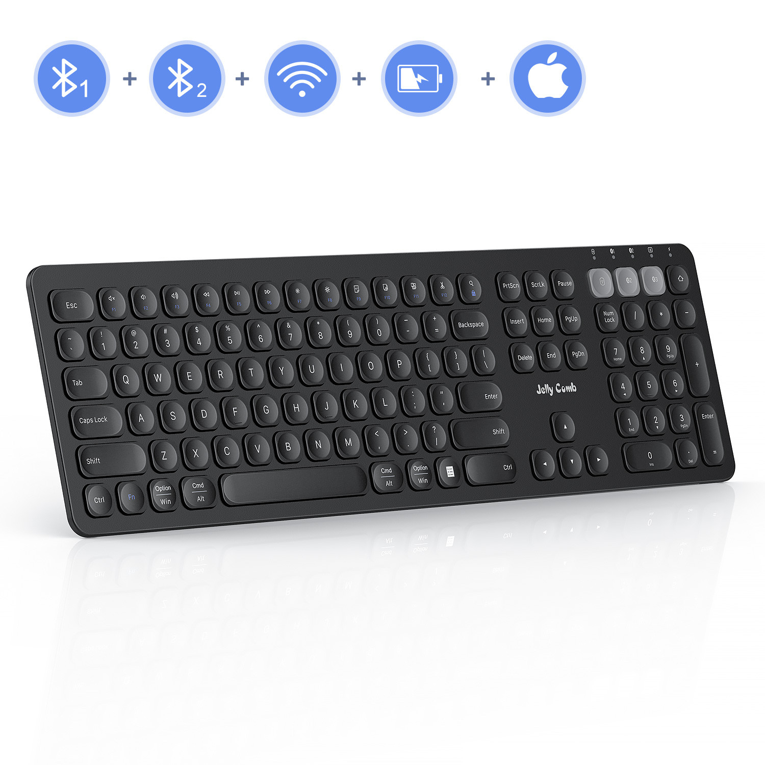 Multi-Device Bluetooth Keyboard for Mac OS, Jelly Comb Dual Mode ...
