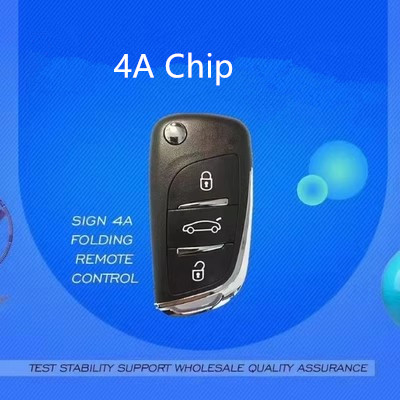 For Citroën 3 button folding remote control key 4A chip