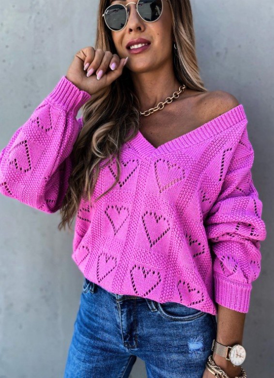US$ 21.34 - Heart Pattern Hollow Out Sweaters - www.unishe.com