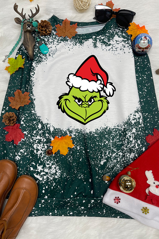US$ 16.73 - Christmas Grinch Face Long Sleeve Top Women UNISHE ...