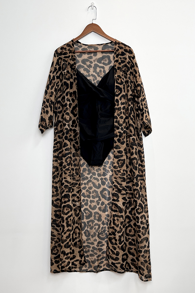 US$ 16.25 - Leopard Print Chiffon Beach Cover Up - www.unishe.com