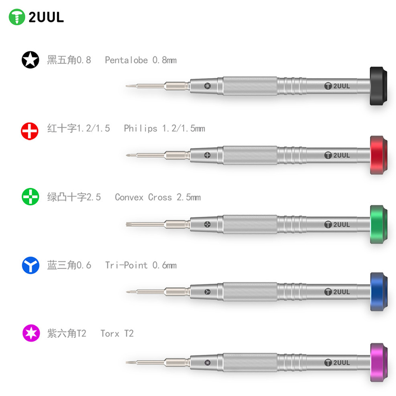 2UUL Screwdriver Torx T2 0.6mm Y Tip 0.8mm Pentagram 2.2mm Special 1 ...