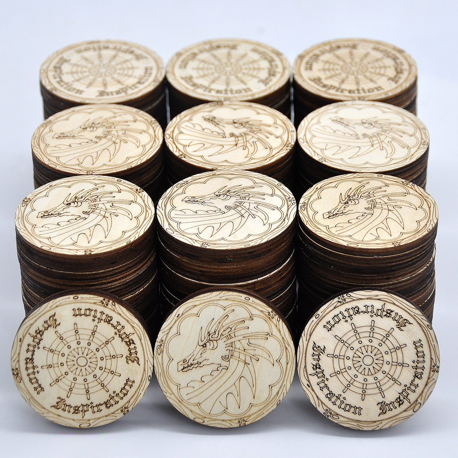 D&D Inspiration Coin Tokens Laser Cut Wood Carved with Dragon & Ship ...