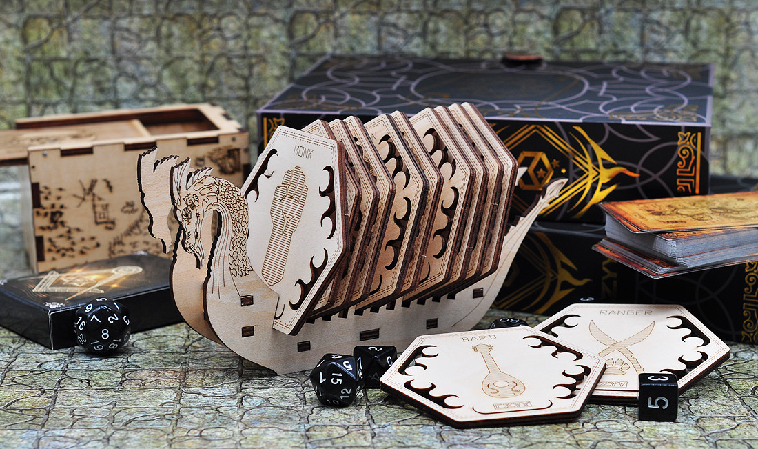 D&D Class Coasters Set of 12 with Holder Hexagon Gaming Mug Mats Wooden ...