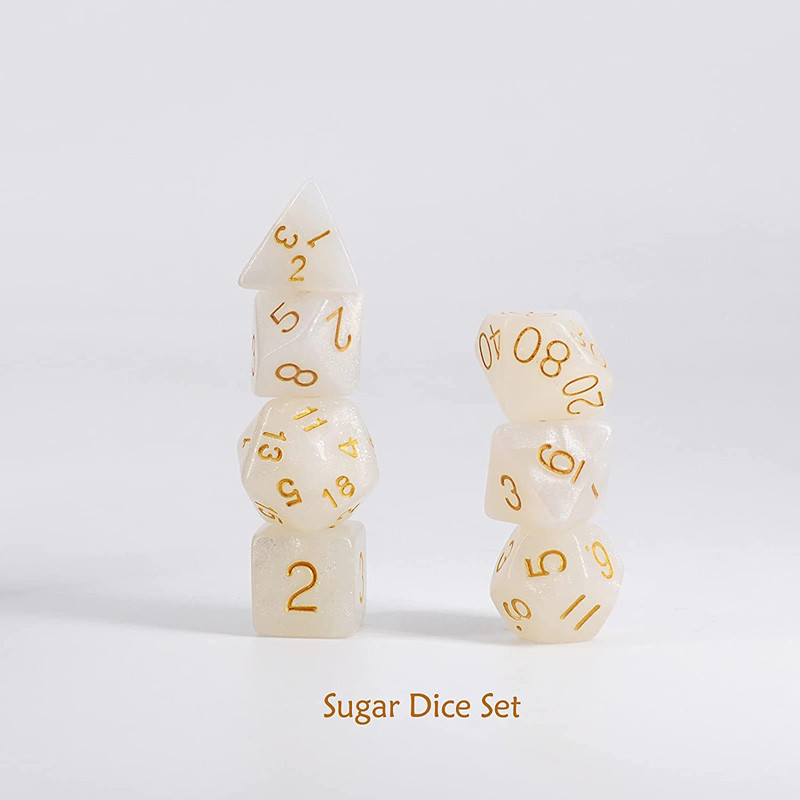 DND Coffee & Sugar Themed Dice Set (14 PCS) with +3 Stamina Potion ...