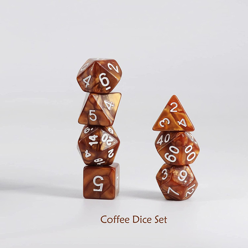 DND Coffee & Sugar Themed Dice Set (14 PCS) with +3 Stamina Potion ...