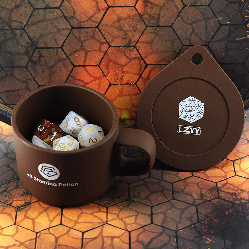DND Coffee & Sugar Themed Dice Set (14 PCS) with +3 Stamina Potion ...