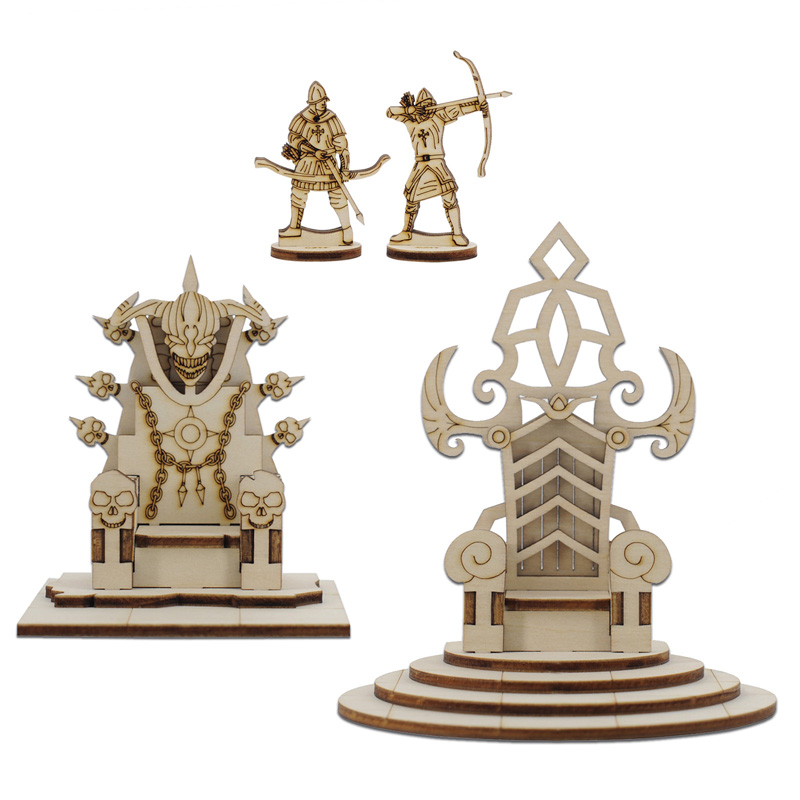DND Throne Miniatures Set of 2 - Skull Bone Throne & Royal King Chair ...