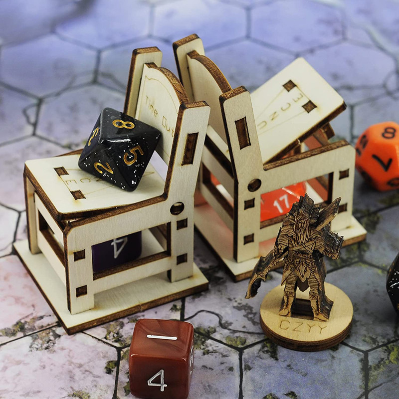 DND Time Out Chair Dice Jail Set of 4 with a Random Polyhedral Dice Set ...