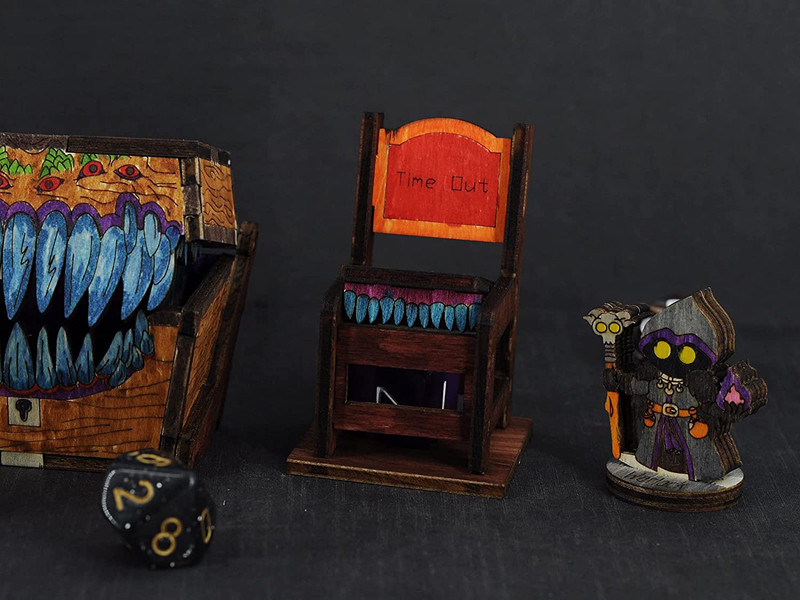 DND Time Out Chair Dice Jail Set of 4 with a Random Polyhedral Dice Set ...