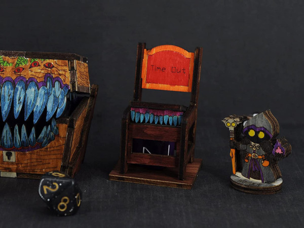 DND Time Out Chair Dice Jail Set of 4 with a Random Polyhedral Dice Set ...