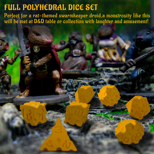 DND Cheese Dice 3D Printed 7PCS Polyhedral Food Themed Dice Set Great ...