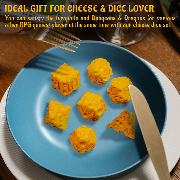 DND Cheese Dice 3D Printed 7PCS Polyhedral Food Themed Dice Set Great ...
