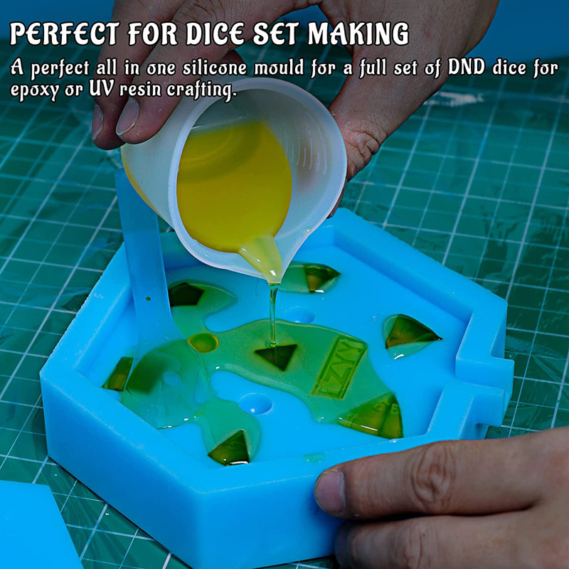 DND Dice Mold Silicone 7 Standard Polyhedral Sharp Edge Dice Slab Mould ...