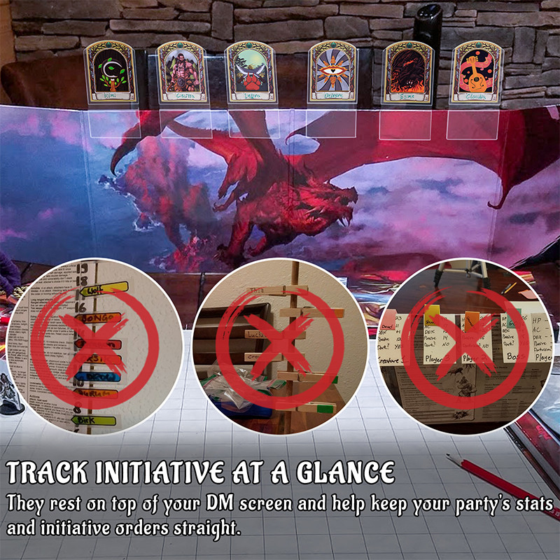Dnd Initiative And Combat Tracker Set Of 6pcs Erasable Acrylic Top On