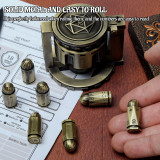 Metal Polyhedral Bullet Dice Set of 7 with Spinning Revolver Cylinder ...