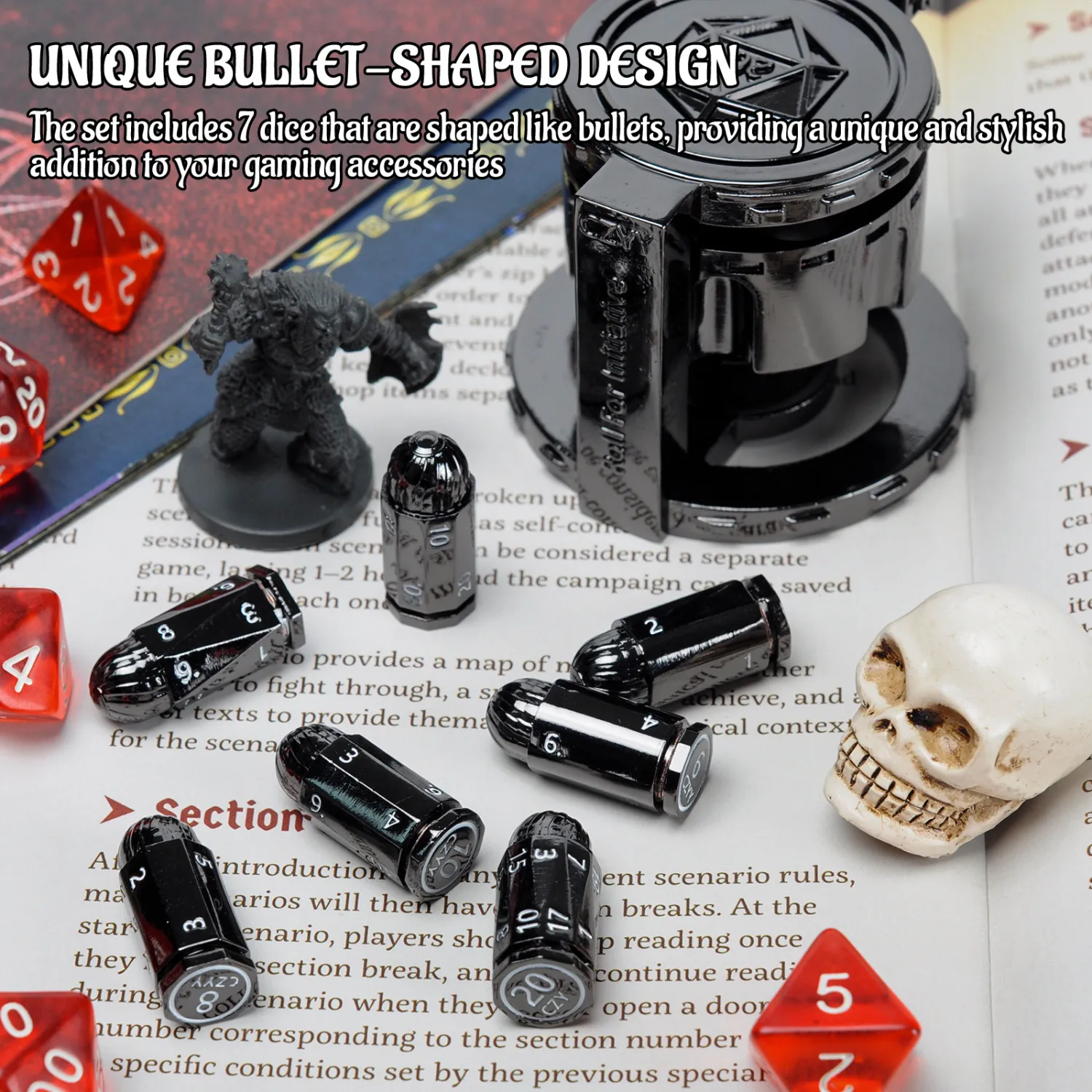 Cyberpunk Bullet Dice Set of 7 | Metal Polyhedral Dice | Revolver ...