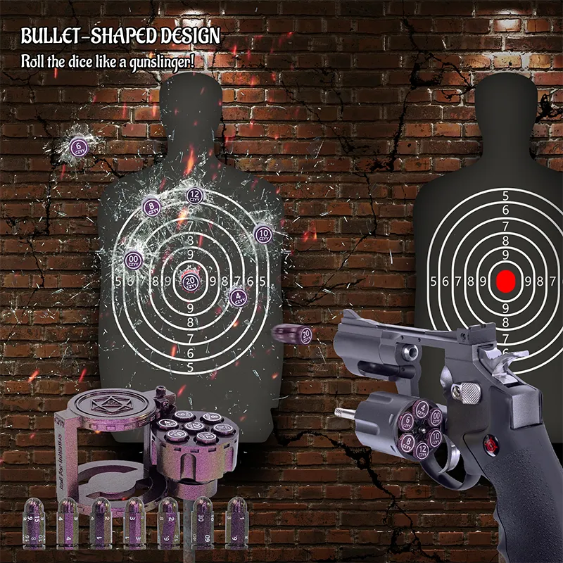 Cyberpunk Bullet Dice Set of 7 | Metal Polyhedral Dice | Revolver ...