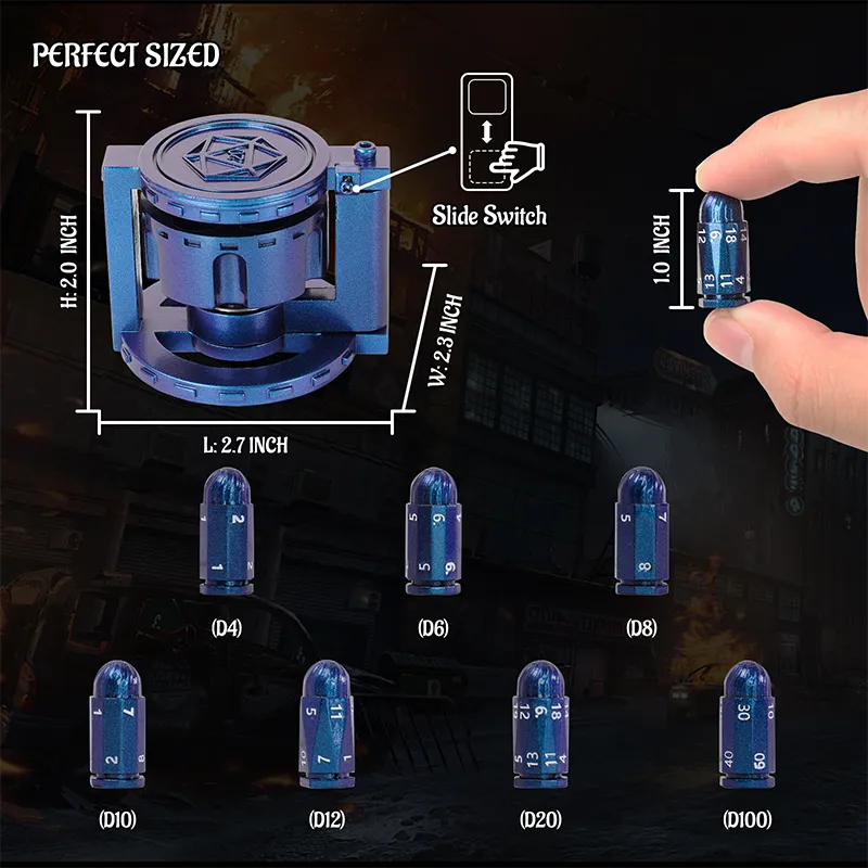 Cyberpunk Bullet Dice Set of 7 | Metal Polyhedral Dice | Revolver ...