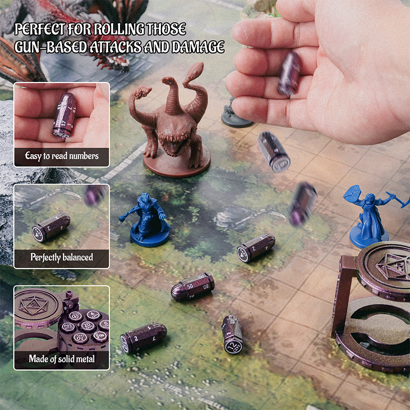 Cyberpunk Bullet Dice Set of 7 | Metal Polyhedral Dice | Revolver ...