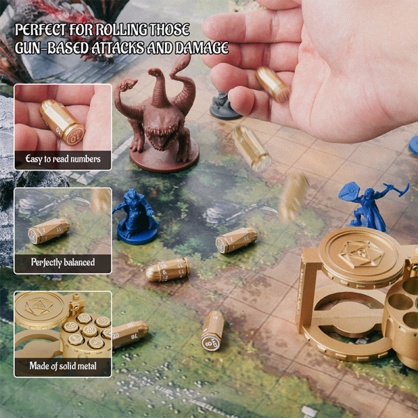 Cyberpunk Bullet Dice Set of 7 | Metal Polyhedral Dice | Revolver ...