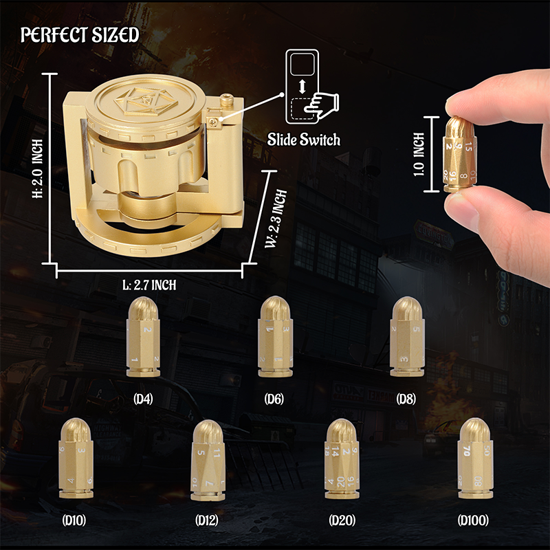 Cyberpunk Bullet Dice Set of 7 | Metal Polyhedral Dice | Revolver ...