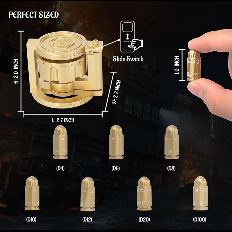 Cyberpunk Bullet Dice Set of 7 | Metal Polyhedral Dice | Revolver ...