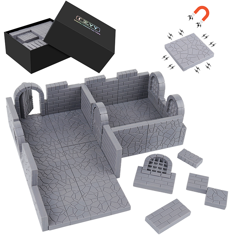 Magnetic Dungeon Tiles Set – 58 PCS Modular & Paintable Terrain Kit ...
