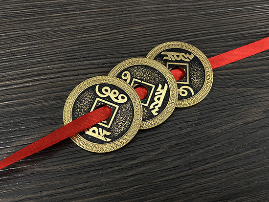 Chinese Coins and Ribbon by Jimmy Fan