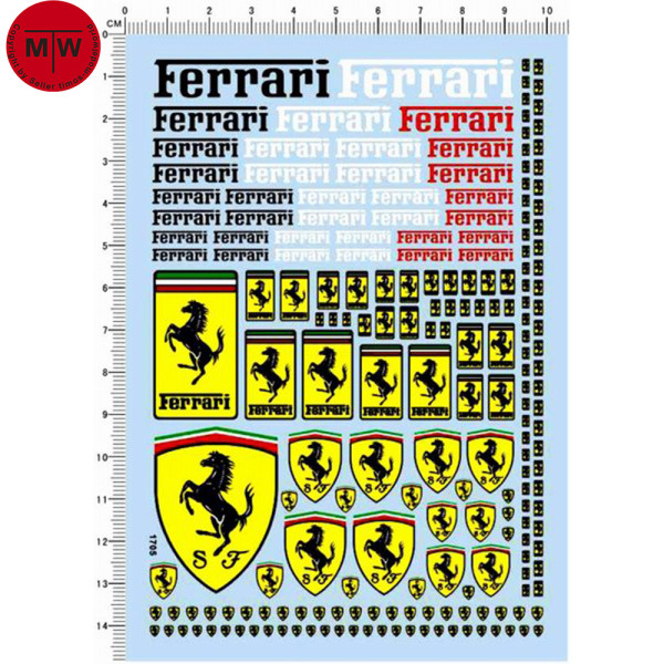 US$ 8.49 - 1/12 1/18 1/24 1/20 1/43 Scale Decals for Ferrari Automotive ...