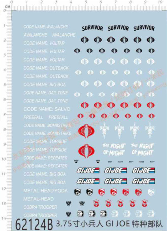 EUR€ 9.00 - United States 3.75' solider GI JOE Model Kit Water Decal ...