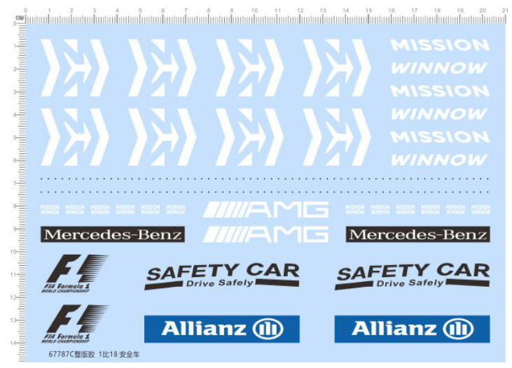 EUR€ 12.00 - 1/18 Scale F1 Mercedes-Benz Safety Car Water Slide Decal ...