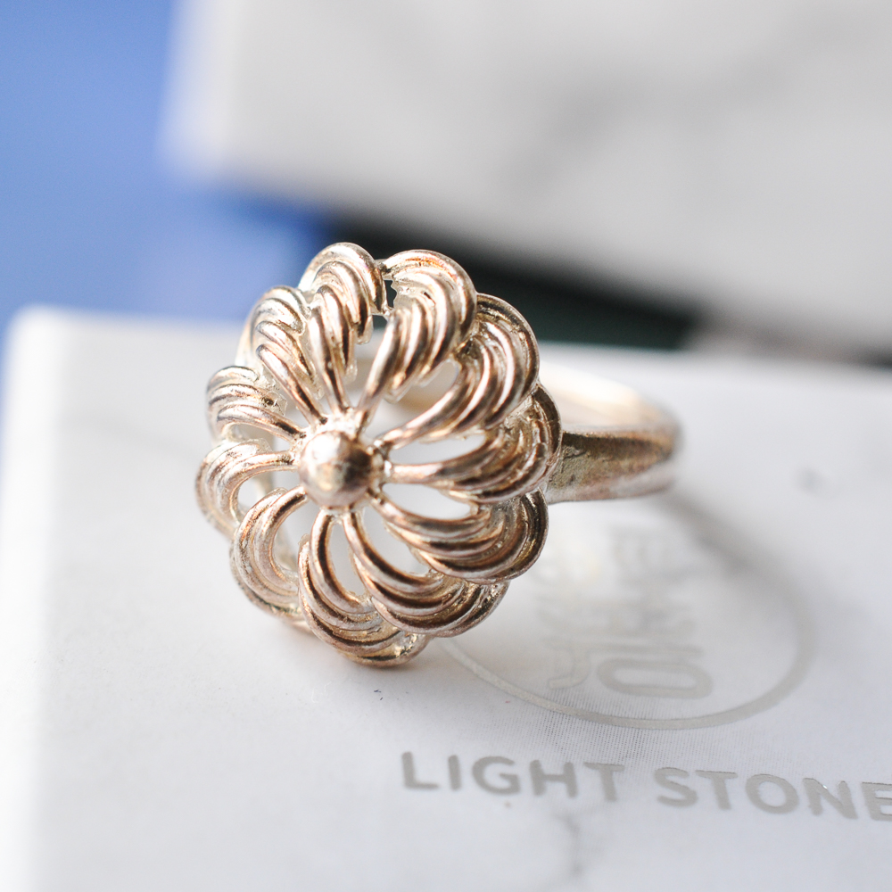 Chinese Ethnic Jewelry -Sun Wave - Miao Silver Filigree Ring - Handmade ...