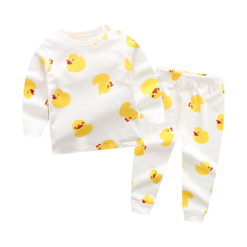 Toddler Girl 2 Pieces Pajamas Sleepwear Yellow Duck Long Sleeve Shirt ...
