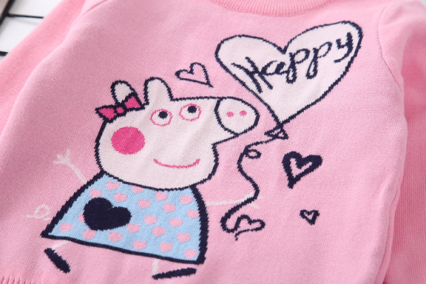 Toddler Girl Knit Pullover Sweater Peppa Pig Pattern