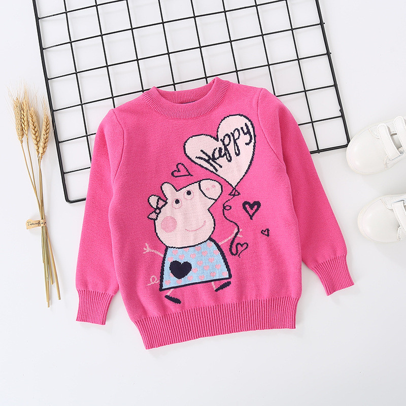 Toddler Girl Knit Pullover Sweater Peppa Pig Pattern