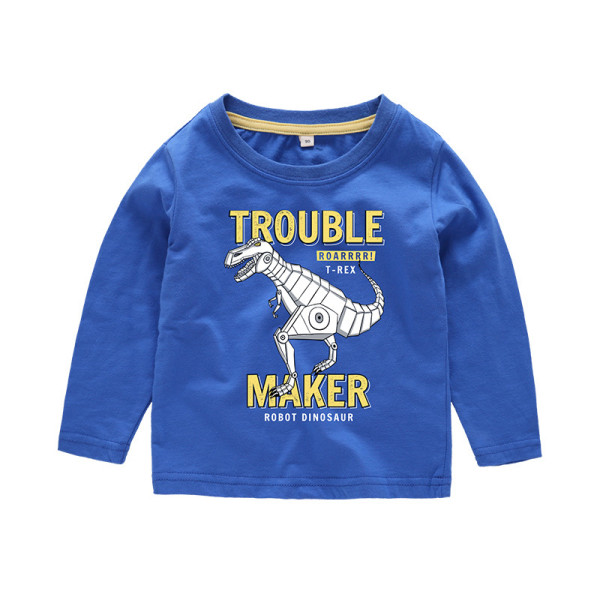 Boys Prints Robot Dinosaur Long Sleeves Tee