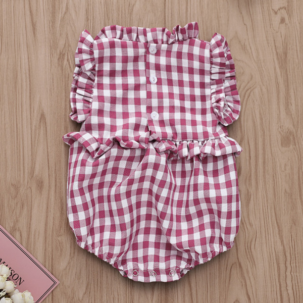 Baby Girl Red Plaids Ruffles Bodysuit