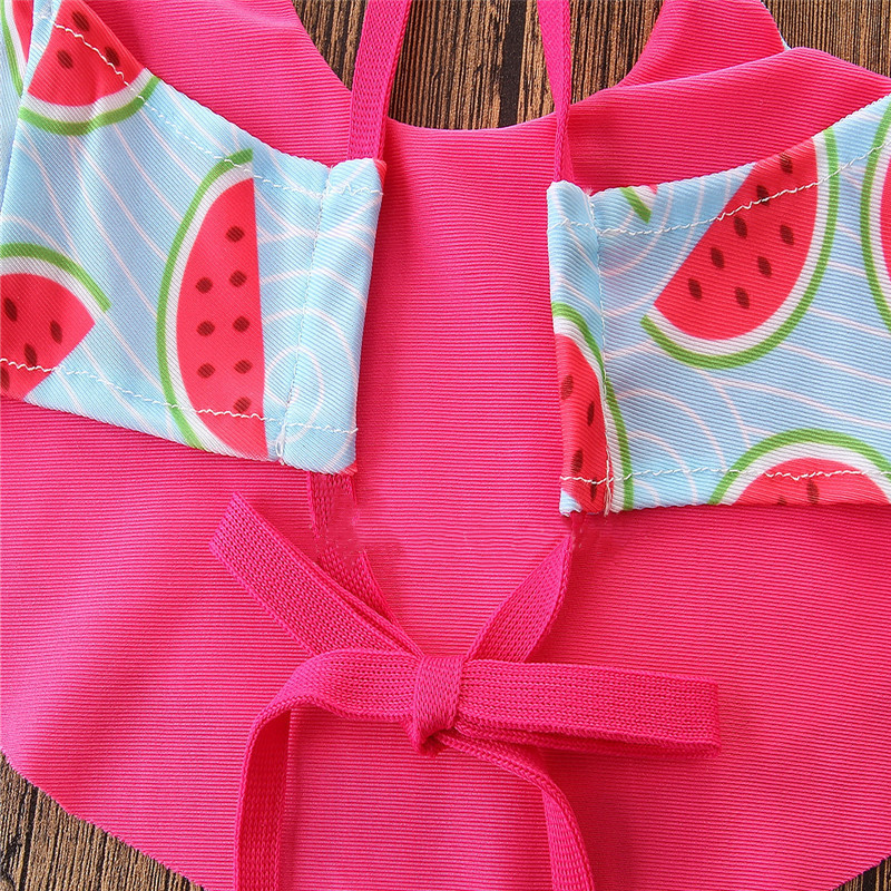 Girl Print Watermelons Ruffles Bikinis Swimsuit