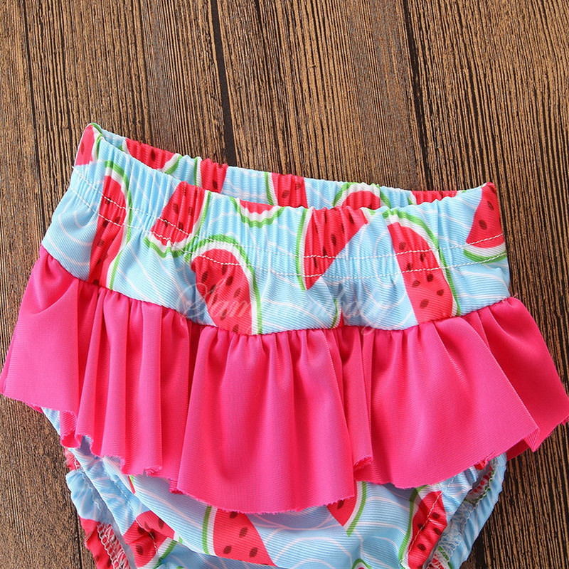 Girl Print Watermelons Ruffles Bikinis Swimsuit
