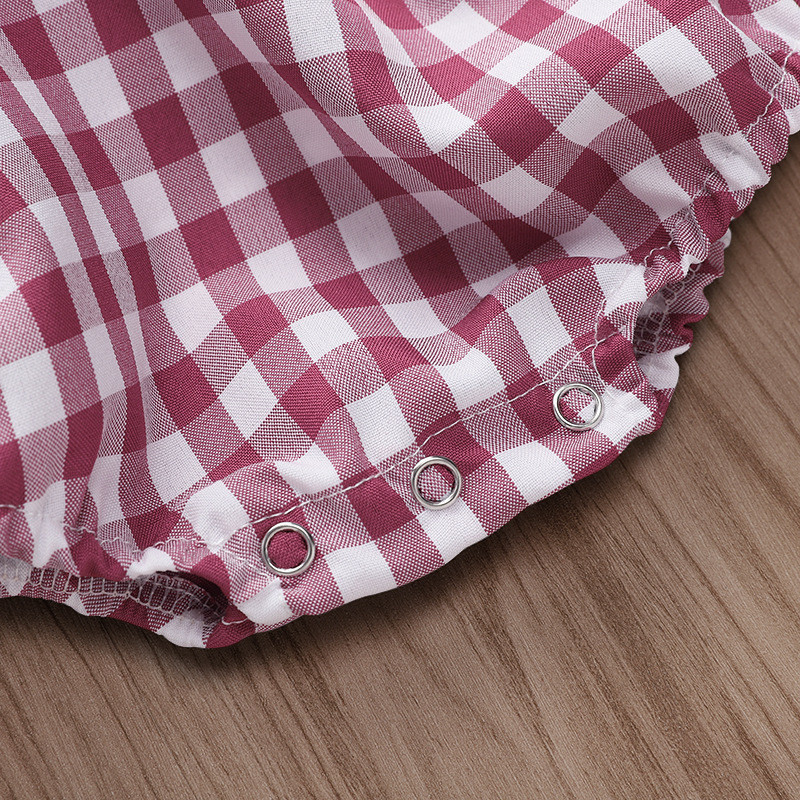Baby Girl Red Plaids Ruffles Bodysuit