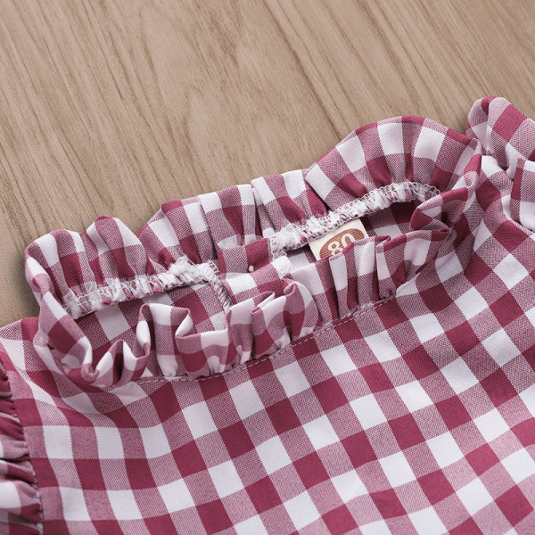 Baby Girl Red Plaids Ruffles Bodysuit