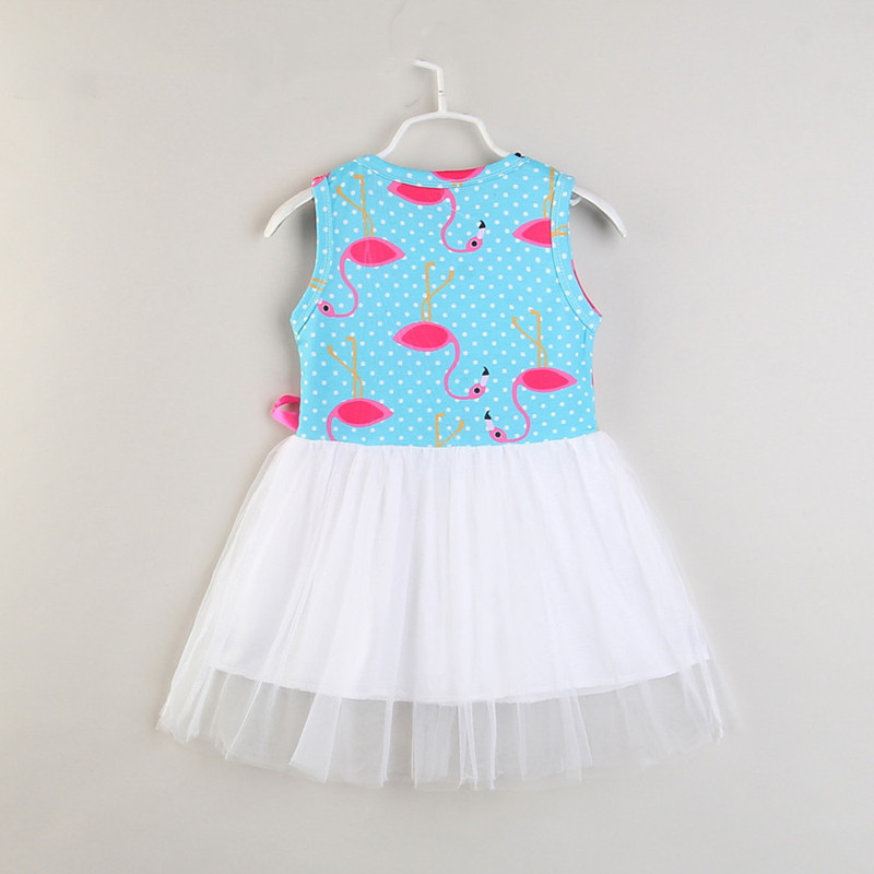 Girls Print Flamingos Sleeveless Casual Tutu Dress