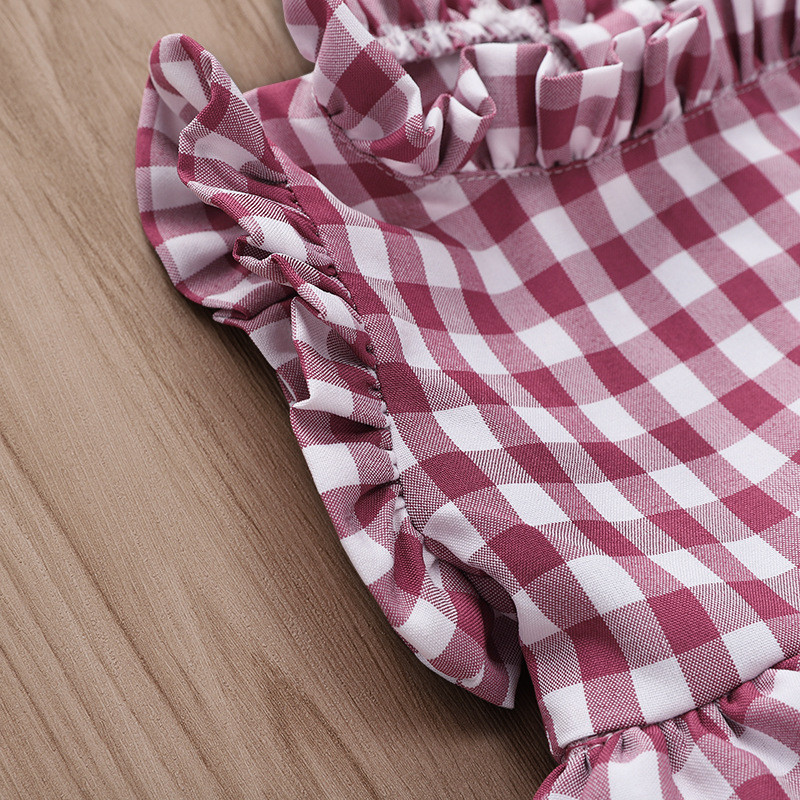 Baby Girl Red Plaids Ruffles Bodysuit