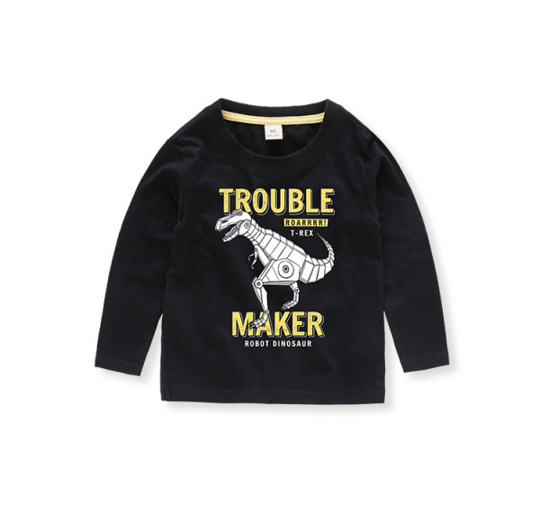 Boys Prints Robot Dinosaur Long Sleeves Tee