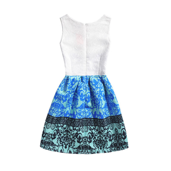 Girls Print Flowers A-line Sleeveless Dresses